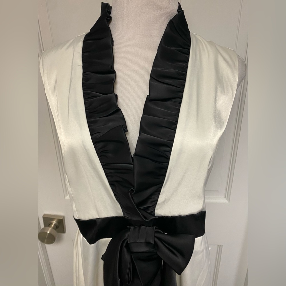 Ryu Dress Anthropologie Black White Satin Size Large - Gem